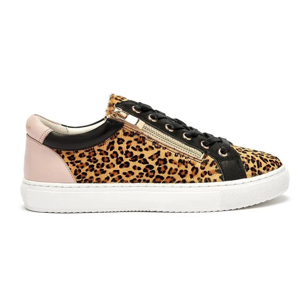 Leopard Trainers with Zip | Women's Leopard Print Leather Trainers